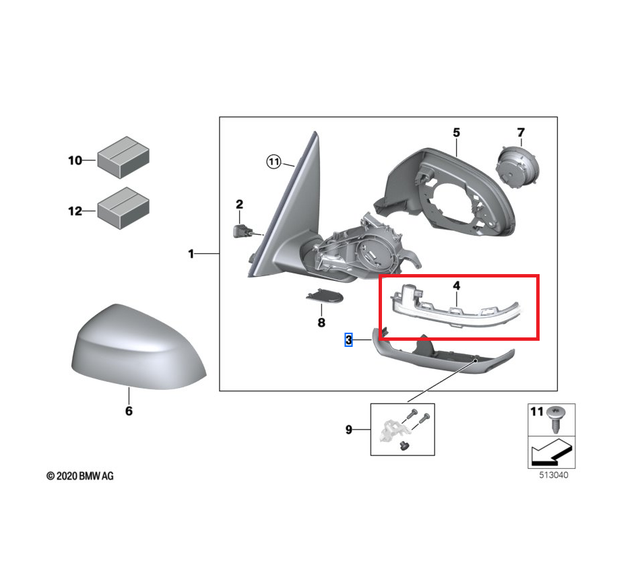 BMW Genuine LED Door Mirror Auxiliary Indicator Light Right 63137441440 ...