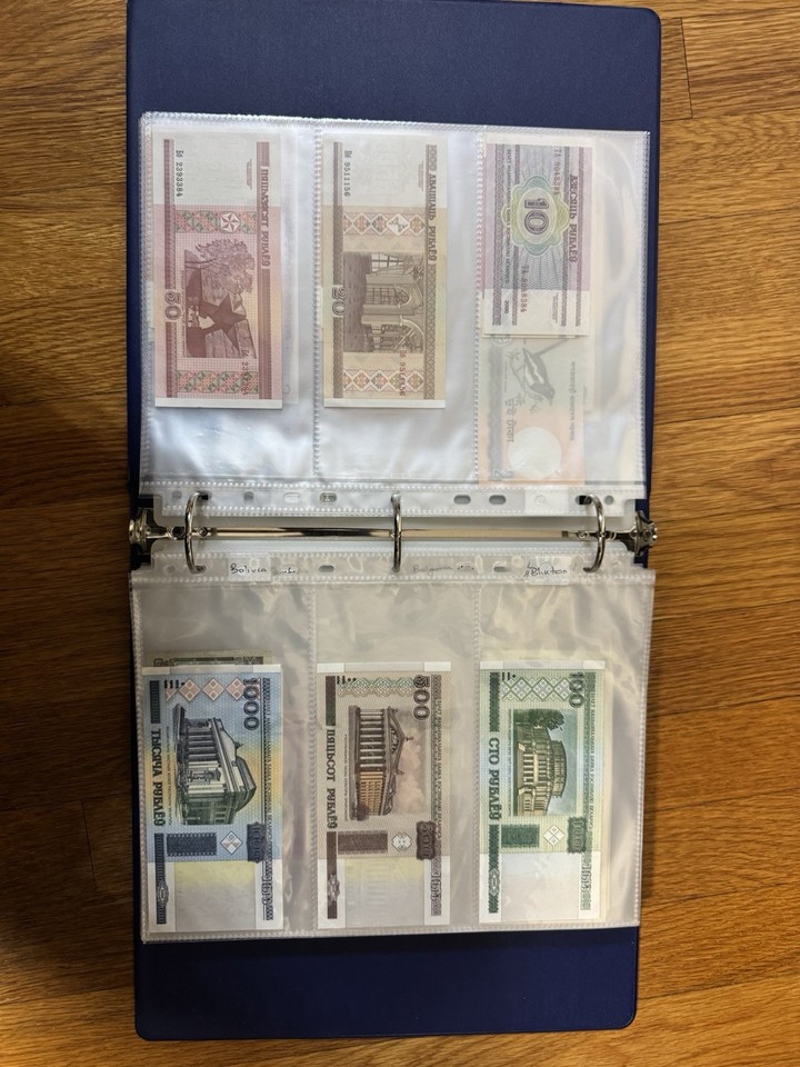 World Paper Money Album 200 notes - ALL UNIQUE, NO Duplicates from 63 ...