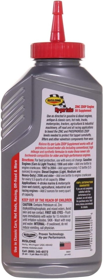 Engine Oil Additive 11oz Zinc ZDDP Flat Tappet Camshaft Protects ...