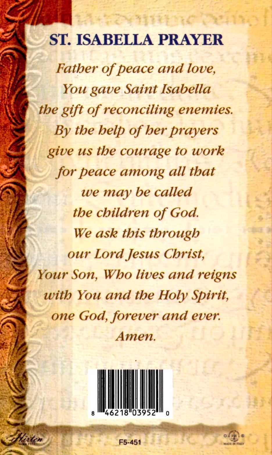 Saint St. Isabella - Biography, prayer, Feast Day, etc... Folder Card ...