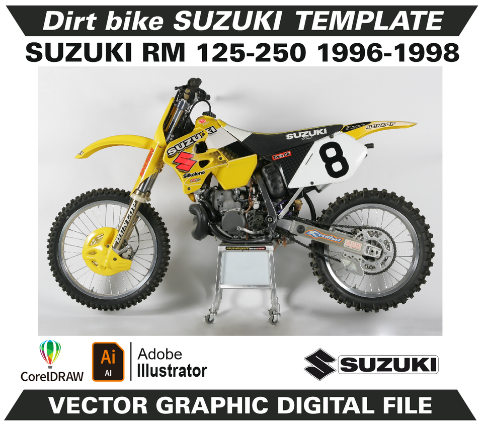SUZUKI RM 125-250 1996-1998 Template Vector Format Ai CDR EPS PDF M125 ...