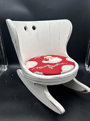 VTG Xmas Santa Rustic Wood Half Barrel Child Rocking Chair Primitive ...
