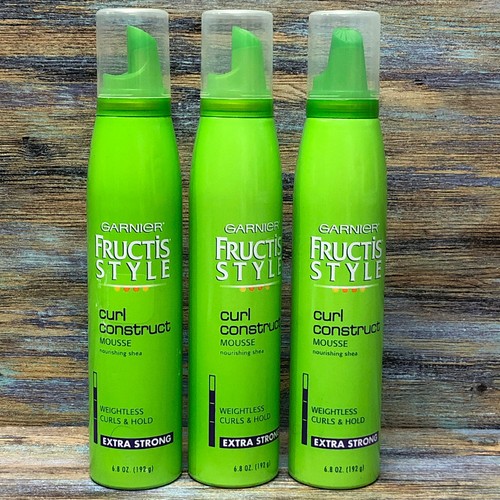 3 Pack Garnier Fructis Curl Construct Extra Hold Hair Mousse 6.8 Oz ...