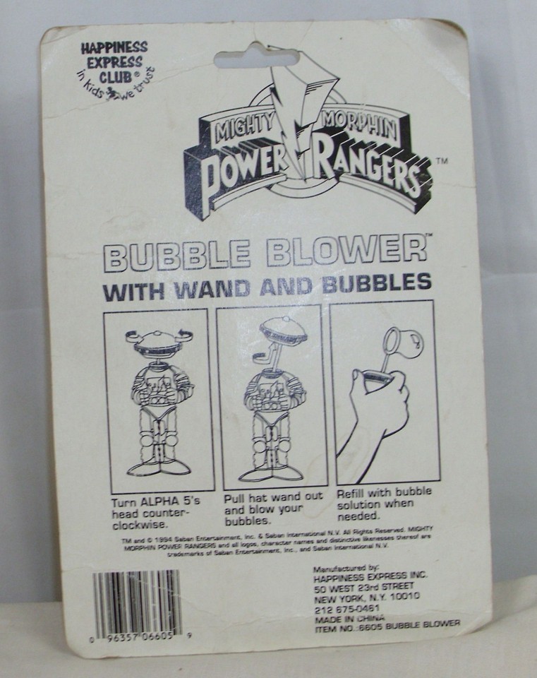 BANDAI MIGHTY MORPHIN POWER RANGERS BUBBLE BLOWER ROBOT FIGURE SEALED ...
