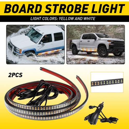 2PCS 60 Truck Inch Running Amber Board White LED Strobe Strip Lights ...