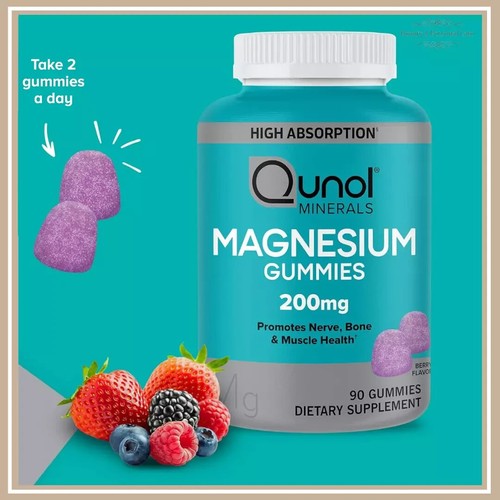 Qunol Magnesium Gummies for Adults 200Mg Mag Citrate High Absorption ...