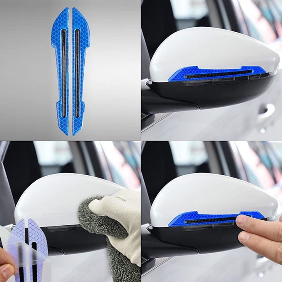 2x Car Reflective Carbon Fiber Car Side Mirror Warning Decal Sticker ...