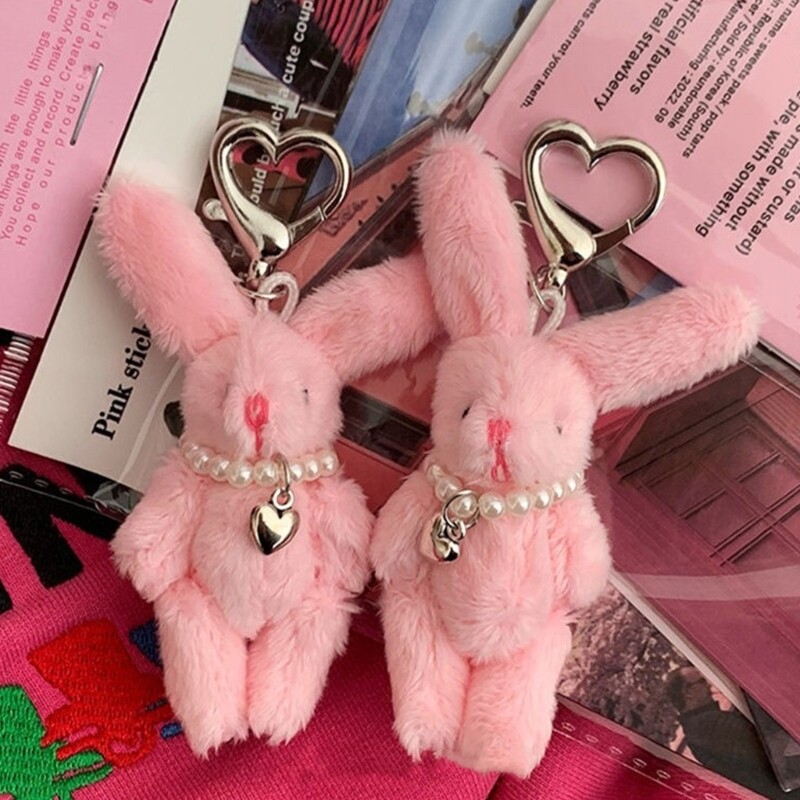 Cartoon Plush-Rabbit Doll-Keychain Cute Phone Chain KeyRing Student ...