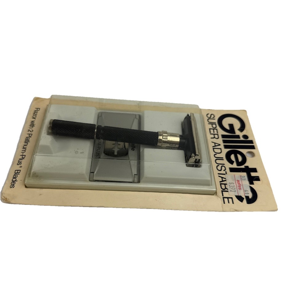 Gillette Super Adjustable Razor w/ 2 Platinum Plus Blades 109.5mm ...