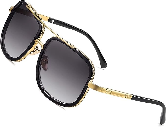 Men's Sunglasses Rapper New Oversize Fashion Square Women Designer Flat ...