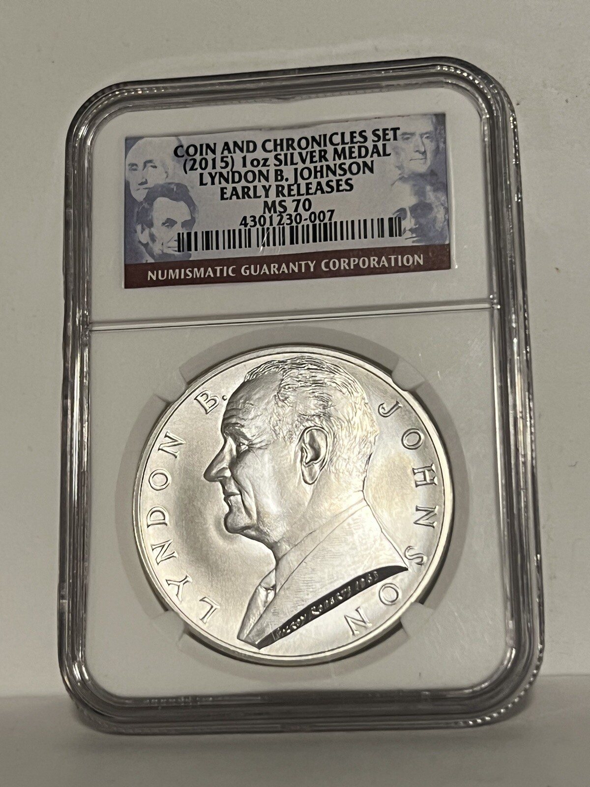 2015 NGC MS 70 LYNDON B. JOHNSON COIN AND CHRONICLES SET 1oz Silver ...