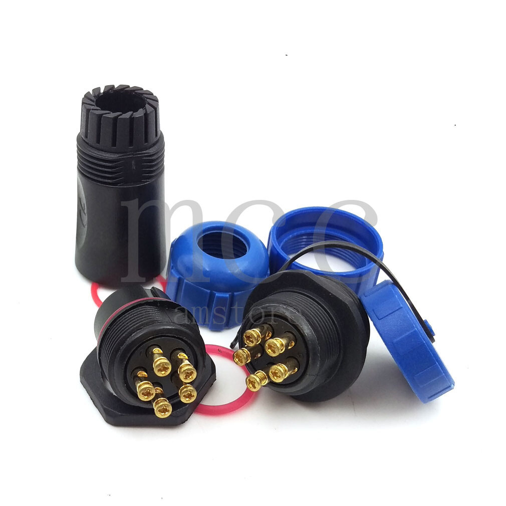 SP21 Screw Crimp 5pin Panel Mount IP67 Waterproof Plug Socket Connector ...
