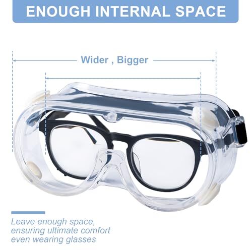 2-Pack Safety Goggles, Anti-Fog Lab Goggles, Over Glasses Safety ...
