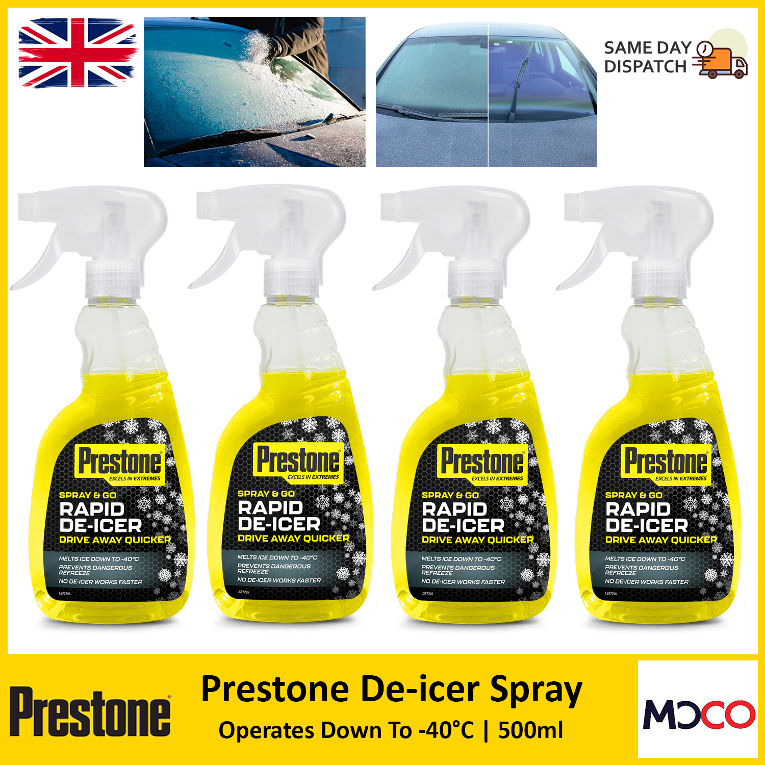 Prestone Rapid Car De Icer Spray Melts Window Windscreen Ice Snow Frost ...