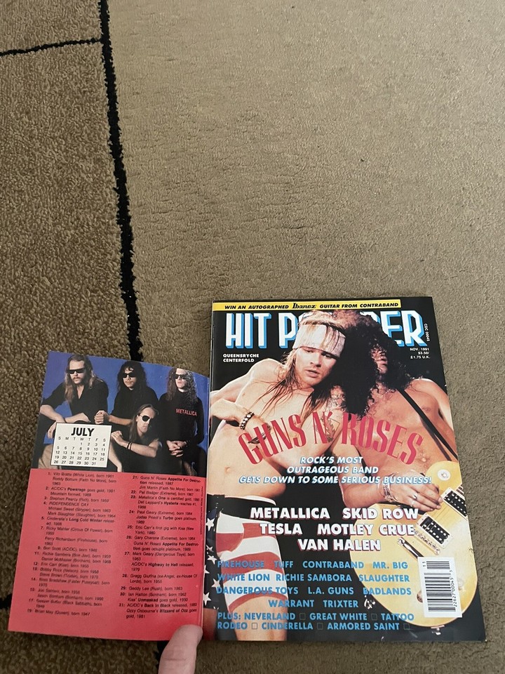 HIT PARADER MAGAZINE NOVEMBER 1991 Guns N’ Roses Metallica Mötley Crüe ...