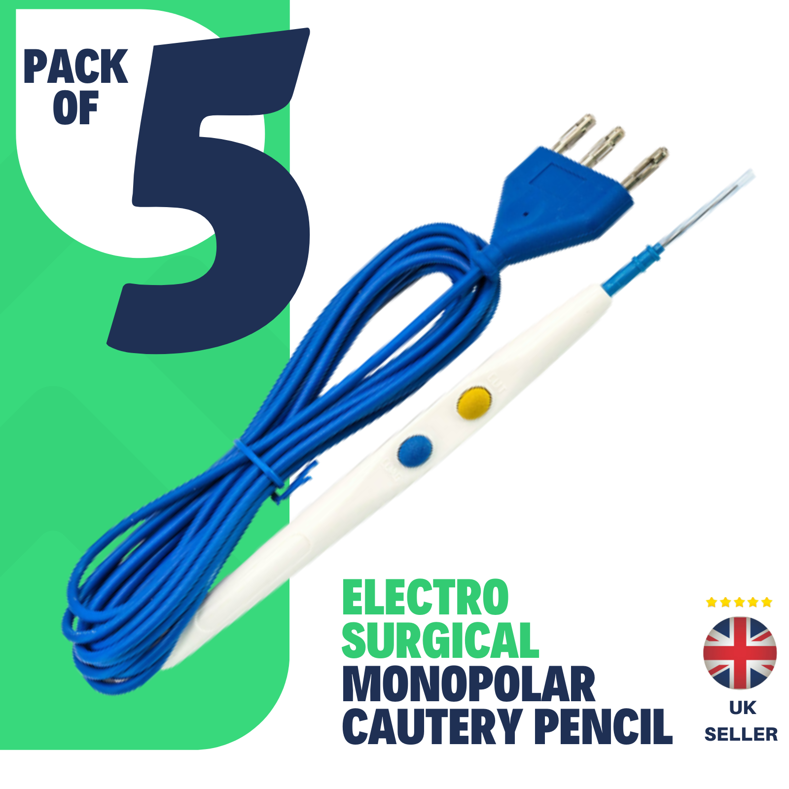 ENDO® 5 x Electrosurgical Cautery Pencil Monopolar Diathermy Pencils as ...