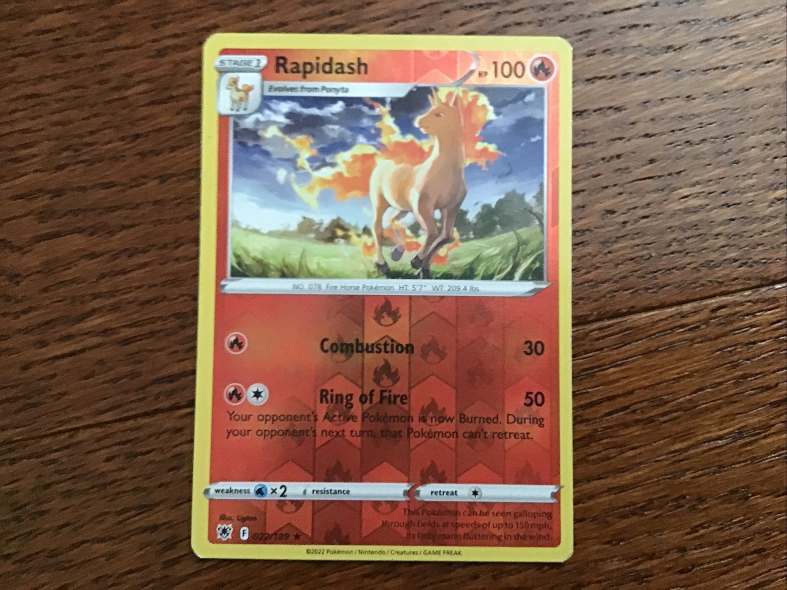Reverse Holo Rapidash 022/189 Rare Astral Radiance Pokemon TCG | eBay