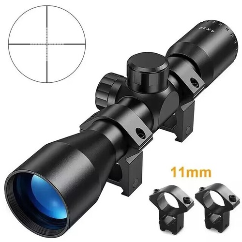 4X32 Tactical Rifle Scope Mil Dot Crosshair Optics Gun Scope W/ 2* 11mm ...