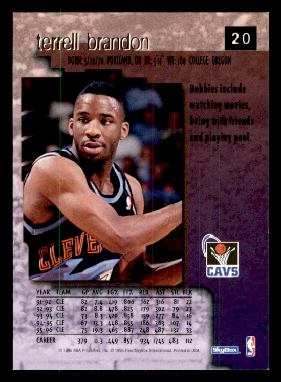 1996 SkyBox Premium Terrell Brandon #20 Cleveland Cavaliers | eBay