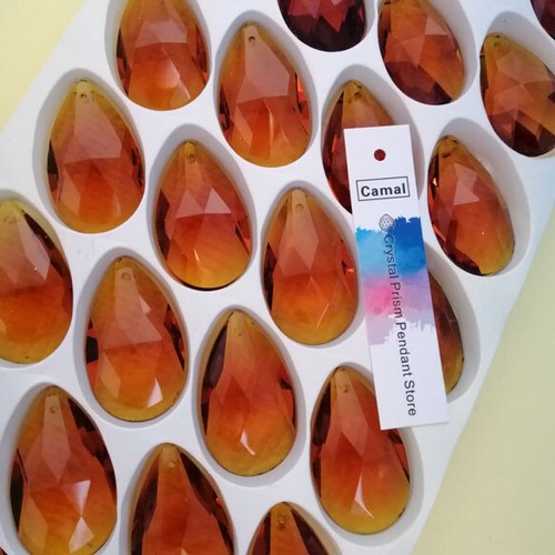 10pcs 38mm Amber Teardrop Chandelier Crystal Prisms Suncatchers Hanging ...