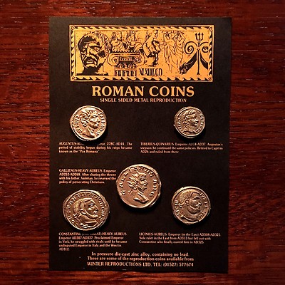 Set of 5 One-Sided Ancient Roman Coin Replicas •Educational Resource ...