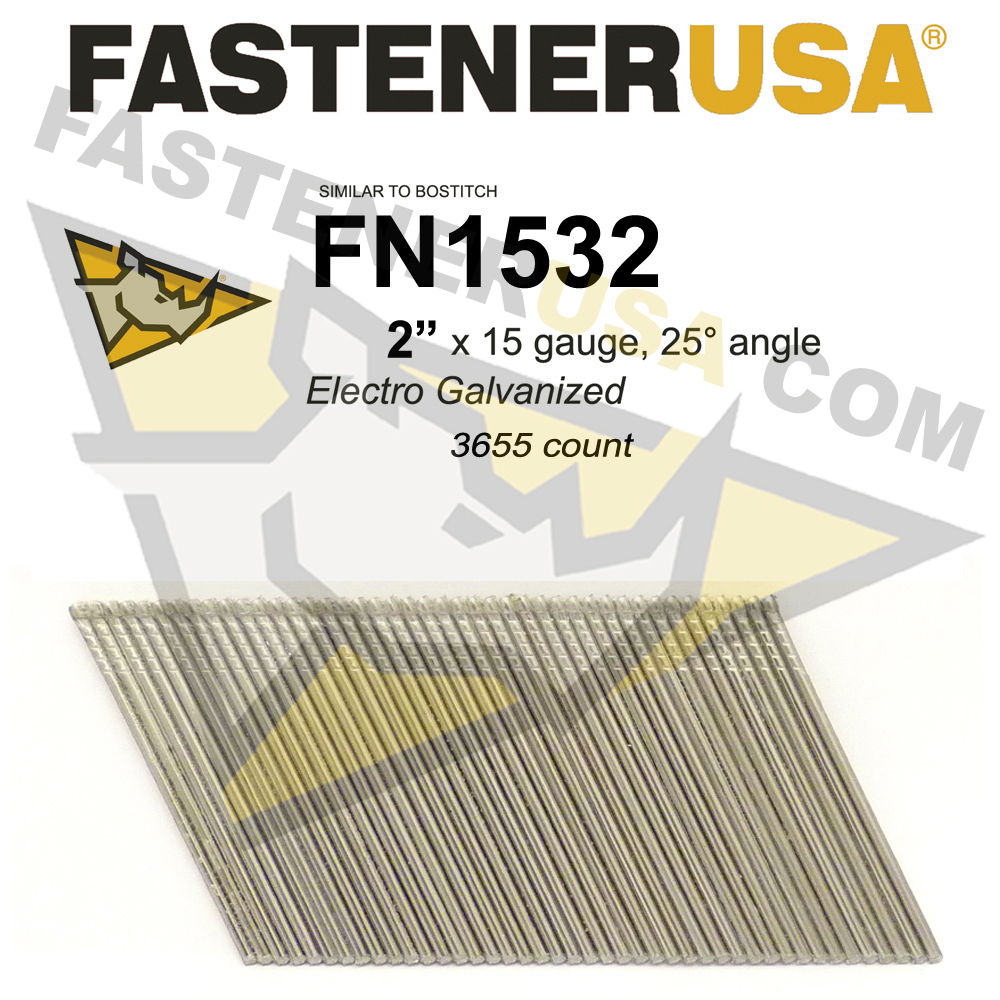 FN1532 15 gauge Angled Finish Nails 2" (FN1500 series) 25 degrees ...