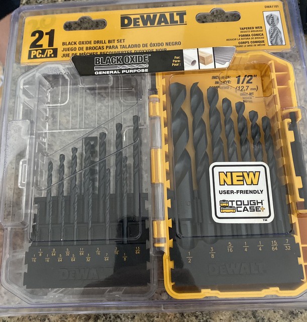 DEWALT DWA1181 21-piece 135-degree Split Point Black Oxide Drill Bit ...
