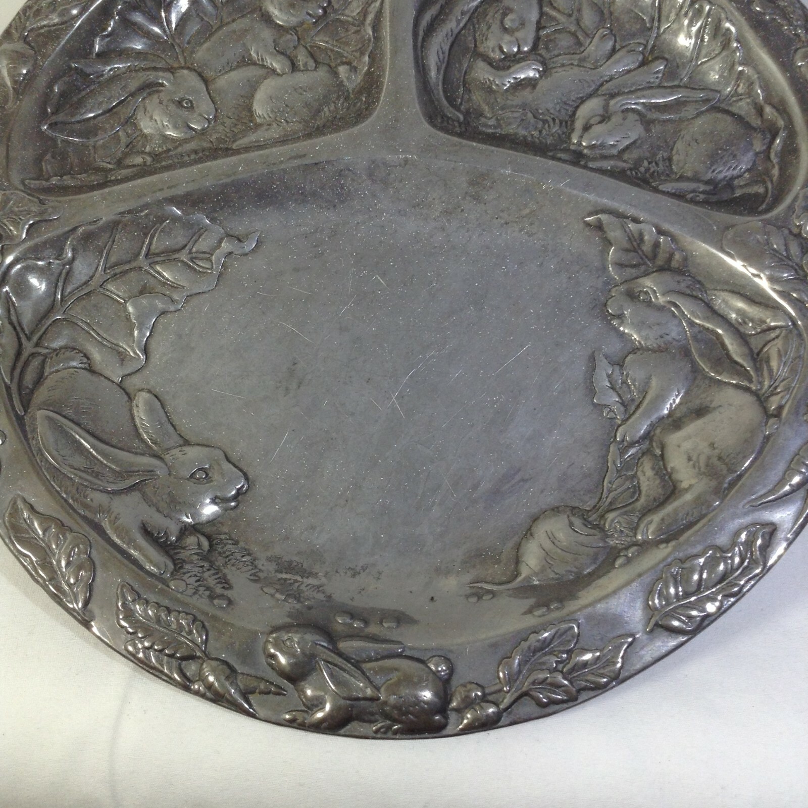Arthur Court 1997 Pewter 3 Section Divided Tray -Rabbits & Bunnies ...