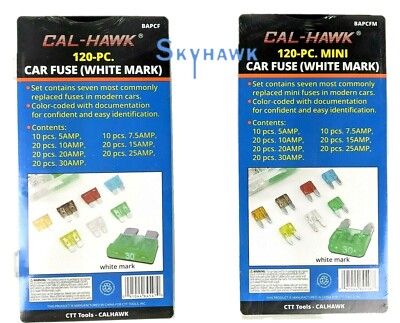 240pc Blade Fuse Assortment Auto Car Truck Motorcycle AMP White Mark ...