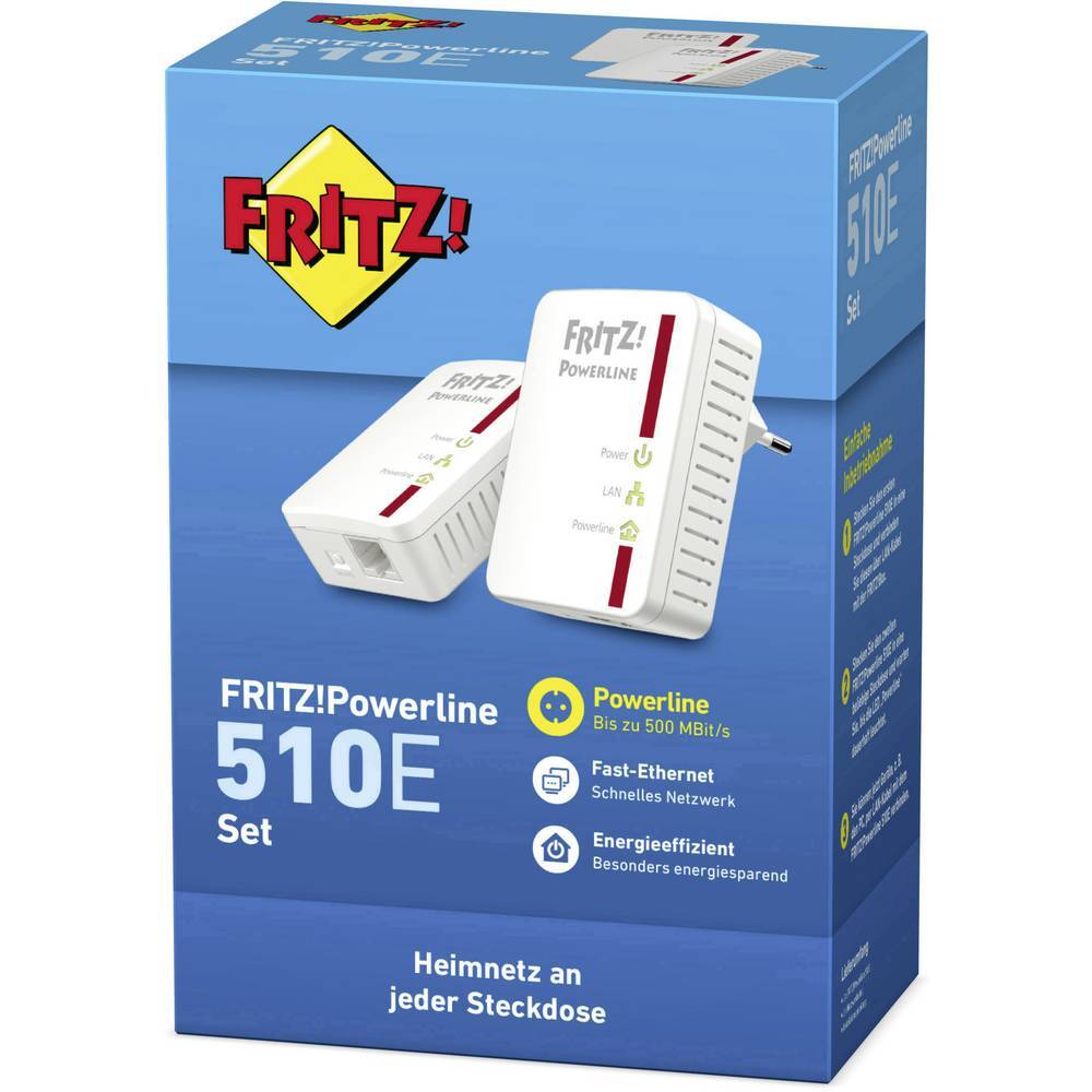 AVM FRITZ Powerline 510E Set Powerline Starter Kit 20002575 500 MBit s avm-fritz-powerline-510e-set-powerline-starter-kit-20002575-500-mbit-s