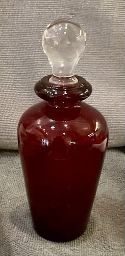 Beautiful Deep Red Bottle with Ground Glass Lid, 8" - Ex | eBay