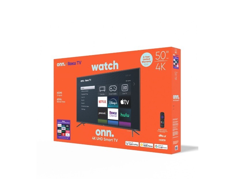 onn 50” Class 4K UHD (2160P) LED Roku Smart Television HDR (100012585 ...