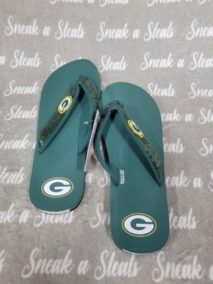 FOCO Green Bay Packers NFL Womens Sequin Flip Flops - XL - (11-12) | eBay