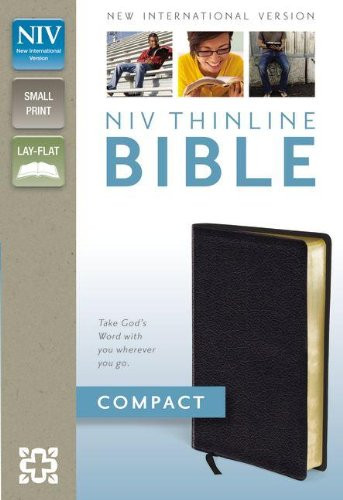 NIV, THINLINE BIBLE, COMPACT, BONDED LEATHER, BLACK, RED By Zondervan ...
