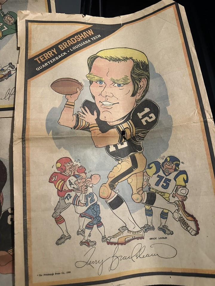 Vintage 1980 Pittsburgh Steelers Set of 7 Caricatures by Chuck Livolsi ...