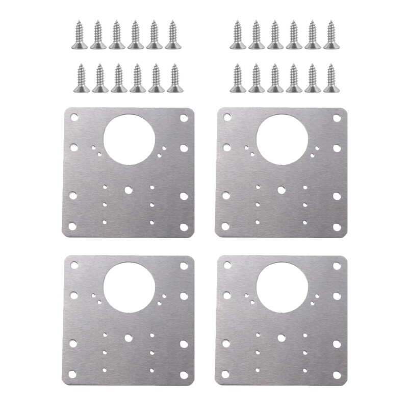 4 Pcs Cabinet Furniture Door Repair Plate Stainless Steel Hinge Repair ...