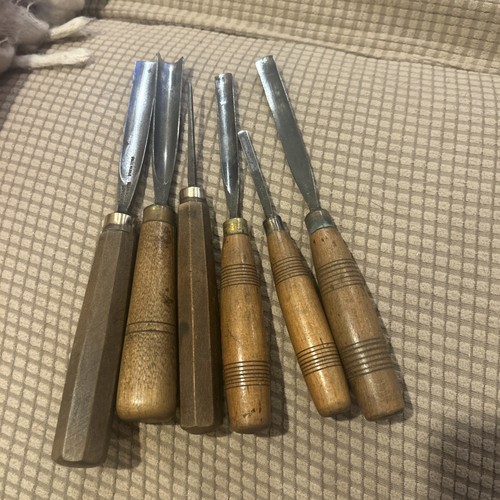 Set of 6 vintage wood carving chisels. Herring Bros England Different ...