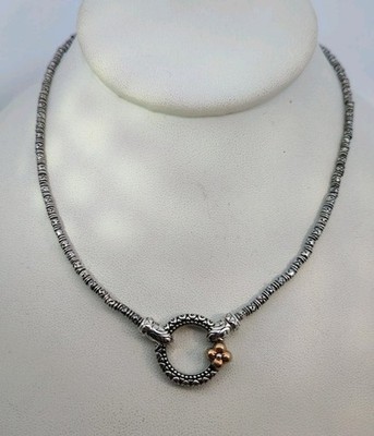 Barbara Bixby Sterling Silver & 18K Gold Floral Design Chain Necklace ...