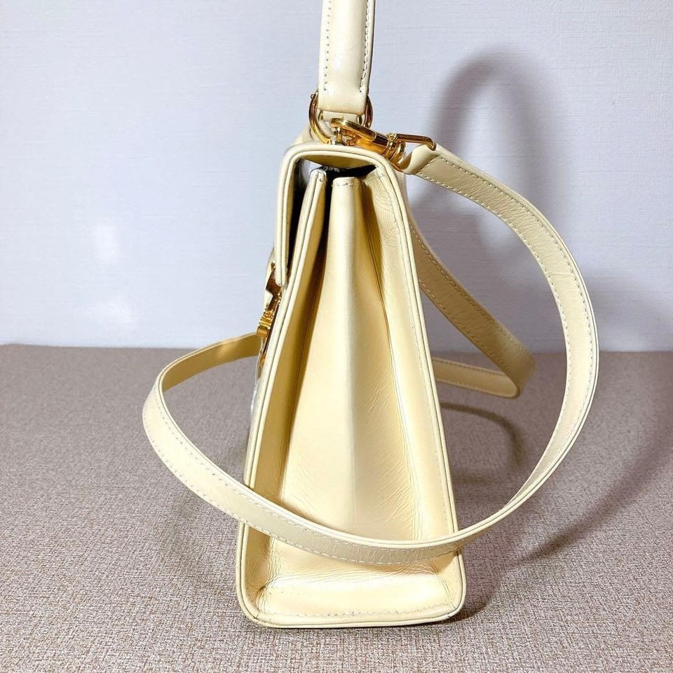 Gucci Lady Lock Handbag Light Beige Calf Leather 2-Way Shoulder Bag ...