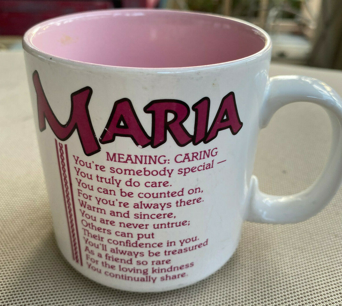 Coffee Mug Cup MARIA Marci G Papel Name Poetry Pink Caring Special Warm ...