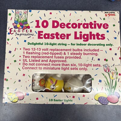 Vintage Easter Egg Blow Mold String Lights lot Bunny W Box rabbit pastel lot | eBay