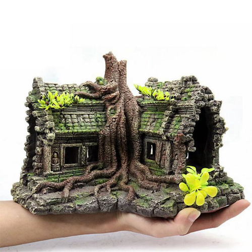 Resin Imitation Wooden Root House Ruins Aquarium Ornament Fish Tank ...