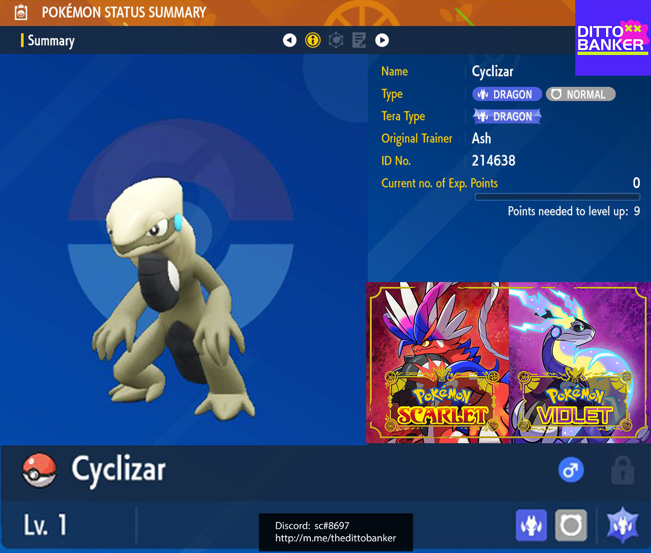 Pokemon Scarlet/Violet SHINY CYCLIZAR Lv.1 Adamant 6IV FAST SEND | eBay