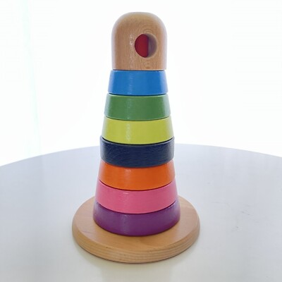 IKEA Toys Colorful Wooden Stacking Donuts Disc Blocks 8 1/2" | eBay