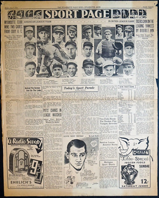 1935 Sports Page - Baseball All-Star Team, Lou Gehrig, Jimmy Foxx ...