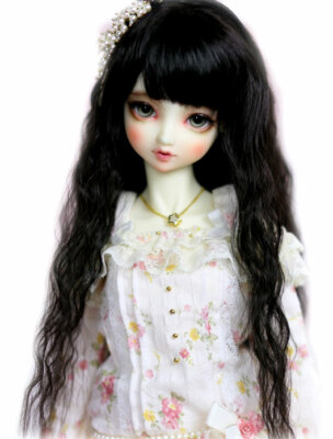 1/3 8-9-10" 20-22cm Pullip Bjd Doll Hair Wig Long Atrous Black Curls ...