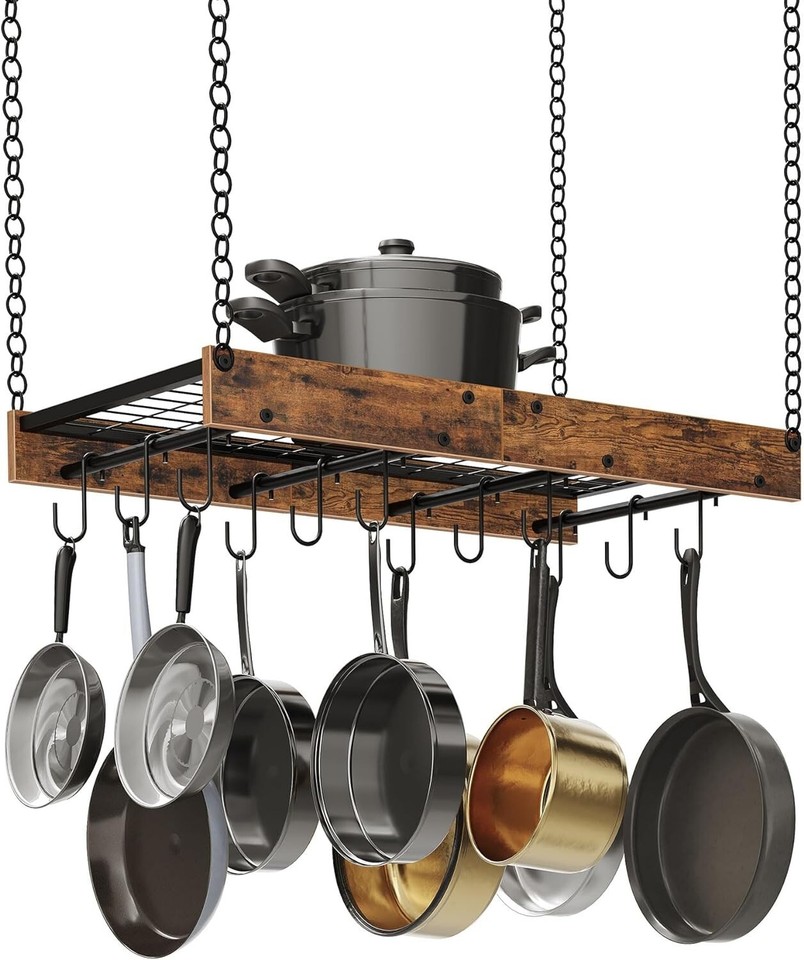 Hanging Pot Rack Vintage Pot Hangers for Kitchen Ceiling Mounted Pot ...