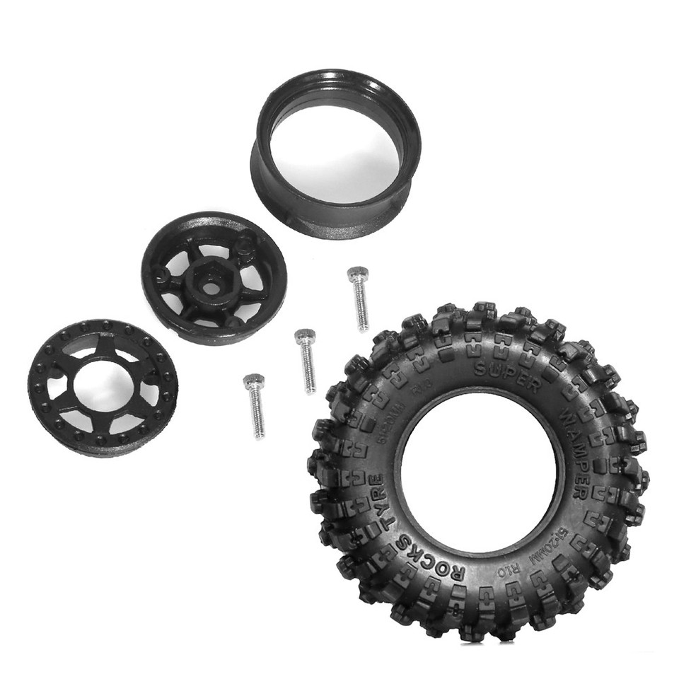 4pcs 51mm 1.0inch Beadlock Wheel Tire Set for 1/18 1/24 RC Crawler ...