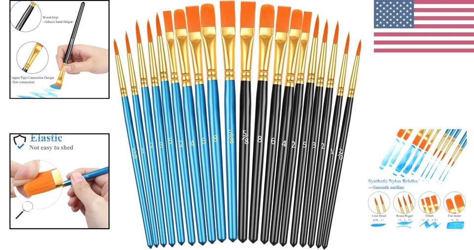 Handcrafted 20 Pcs Paint Brushes - Ideal for Precision Detailing & Rock ...