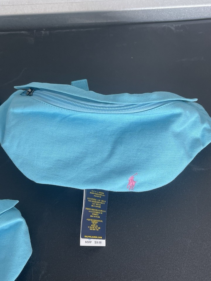 NEW! POLO RALPH LAUREN Blue Summer FANNY PACK BAG CANVAS PONY BELT | eBay